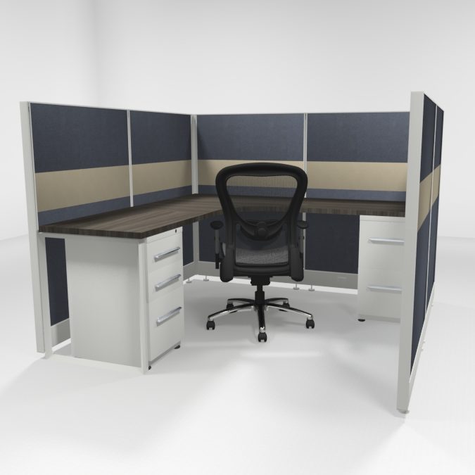 6X6 53" Tiled Cubicles with Two Files - OfficeCubicle.com