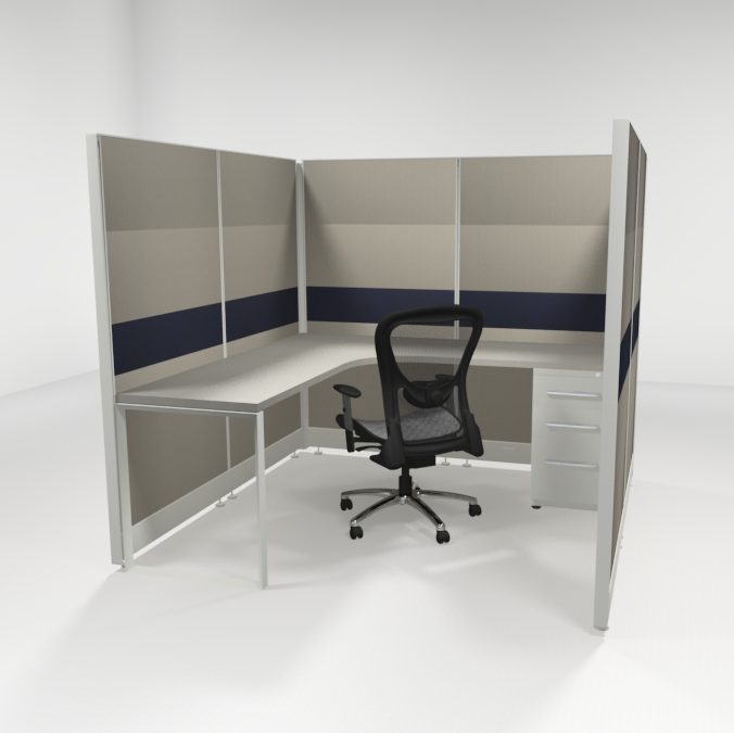 6X6 67" Tiled Cubicles with One File - OfficeCubicle.com