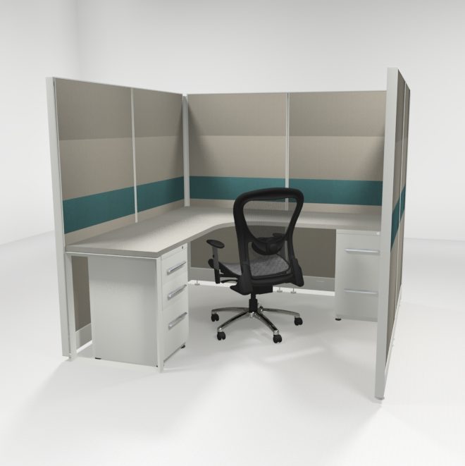6X6 67" Tiled Cubicles with Two Files - OfficeCubicle.com